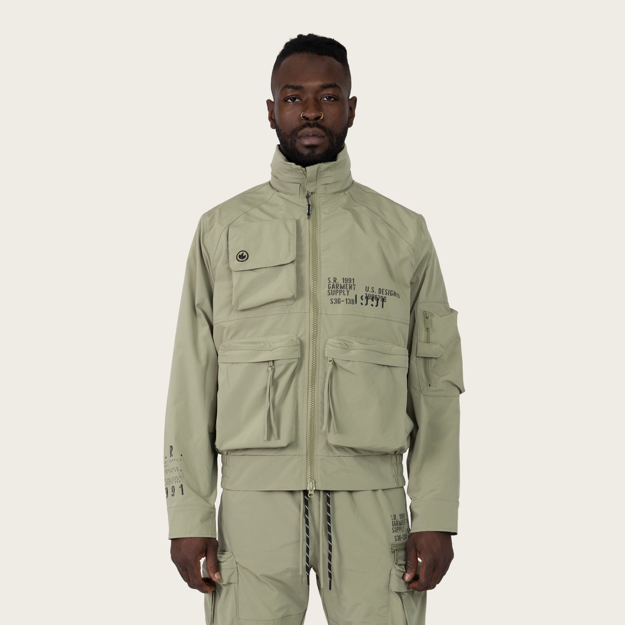 Smoke Rise Utility Windbreaker Jacket | Oil Green